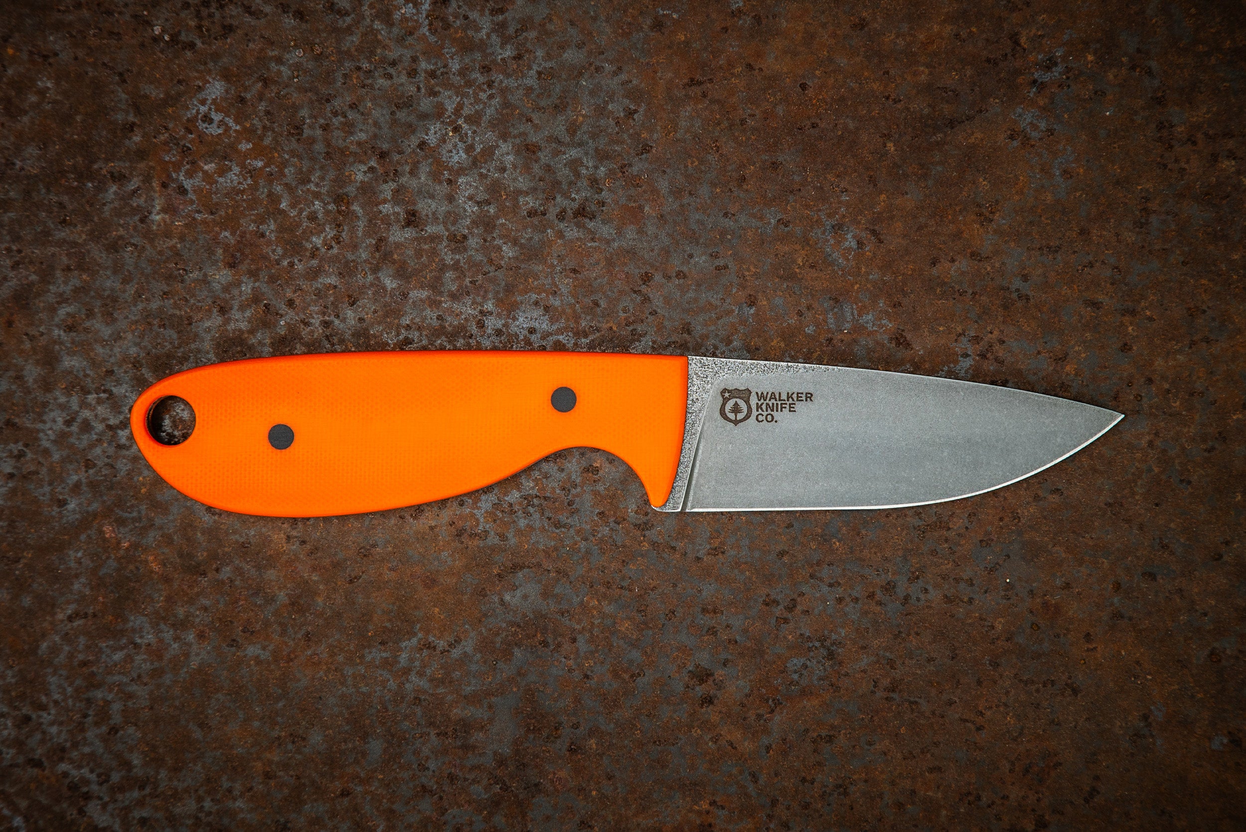 The Tripper River Knife – Drop Point, Straight Edge, Orange G10